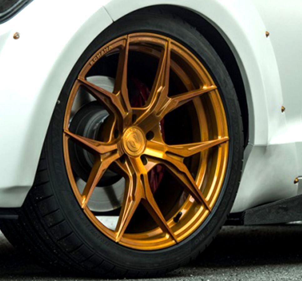 Staggered Full Set - 20x10 Rohana RFX5 Gloss Gold (Cross Forged) 5x112 – Need 4 Speed Motorsports
