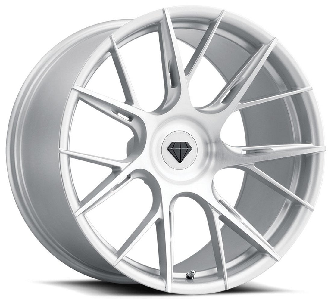 Staggered full Set - (2) 22x9 Blaque Diamond BD-F18 Brushed Silver (Fl ...