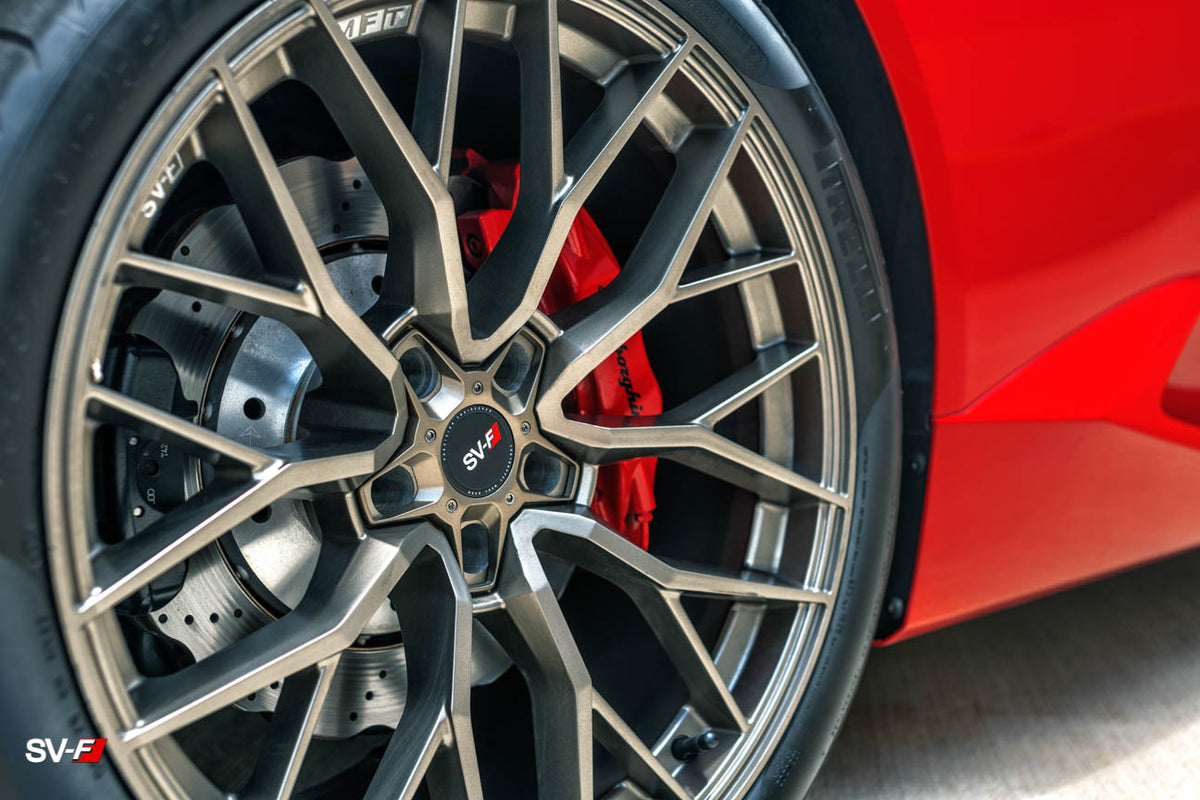 Staggered full Set - (2) 22x9 Savini SV-F2 Gloss Graphite (Flow Form ...