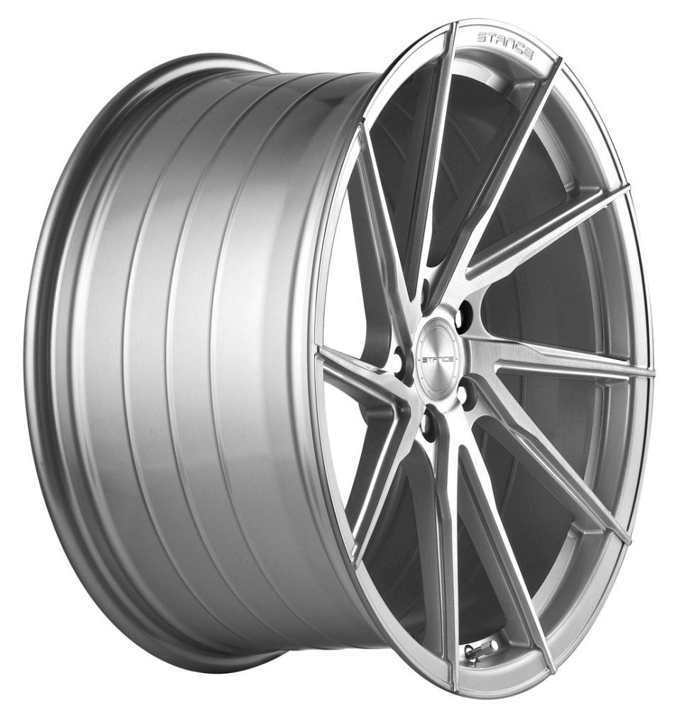 Staggered Set (2) 20x10.5 Stance SF01 Brushed Silver (Rotary Forged ...