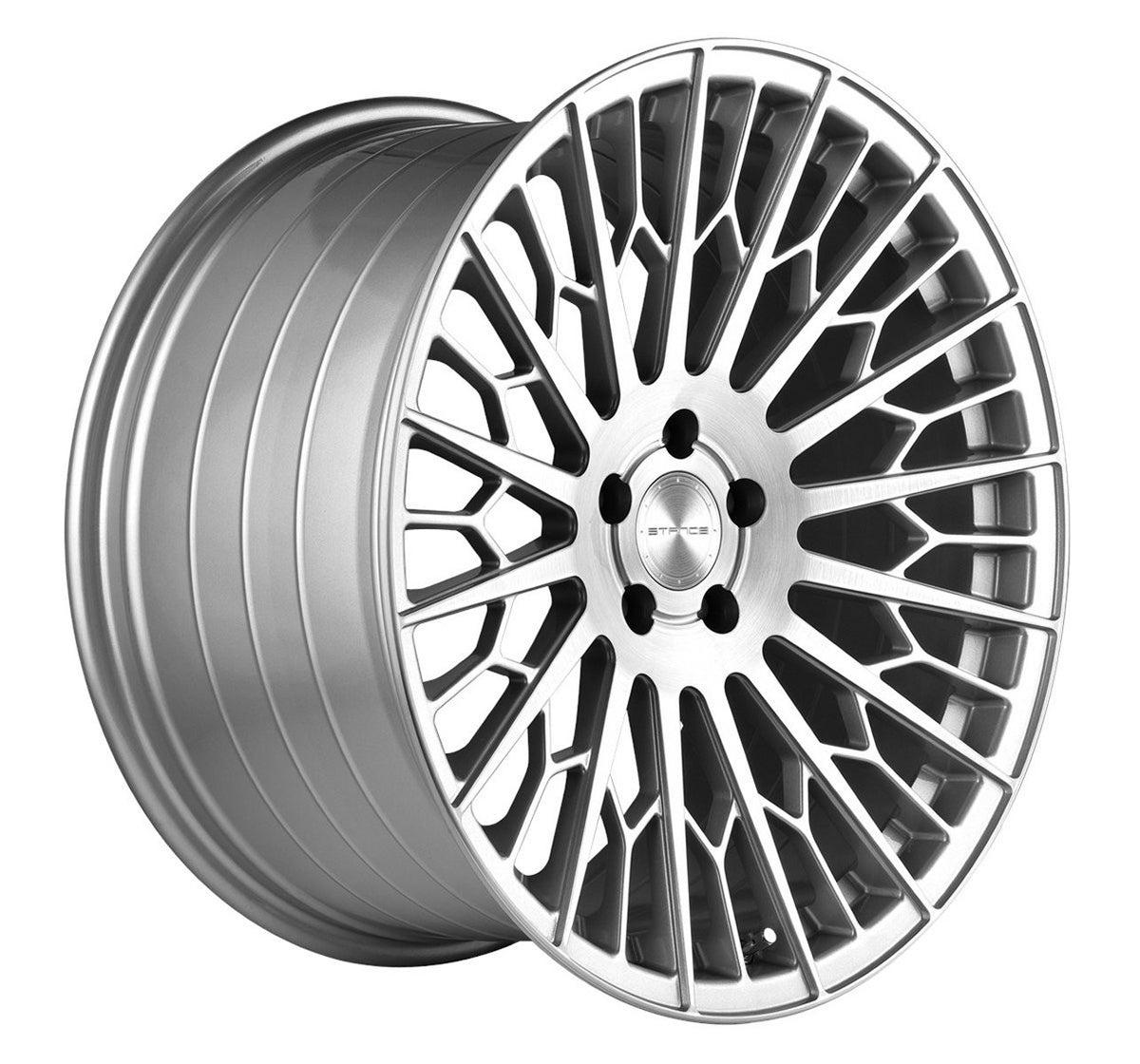 Staggered Set (2) 20x9 Stance SF02 Brushed Silver (Rotary Forged)(2 ...