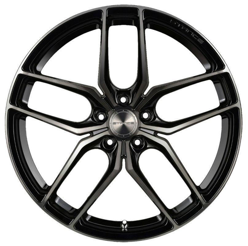 Staggered Set (2) 20x10 Stance SF03 Gloss Black Tinted Machined (Rotary ...