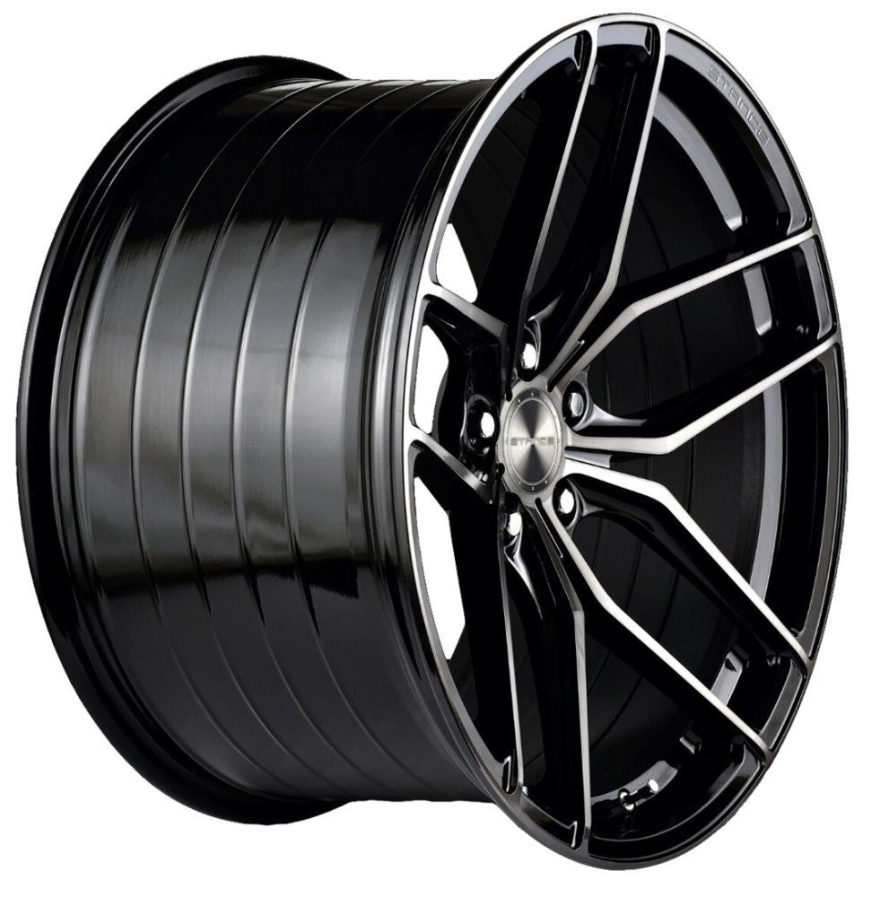 Staggered Set (2) 18x8.5 Stance SF03 Gloss Black Tinted Machined ...