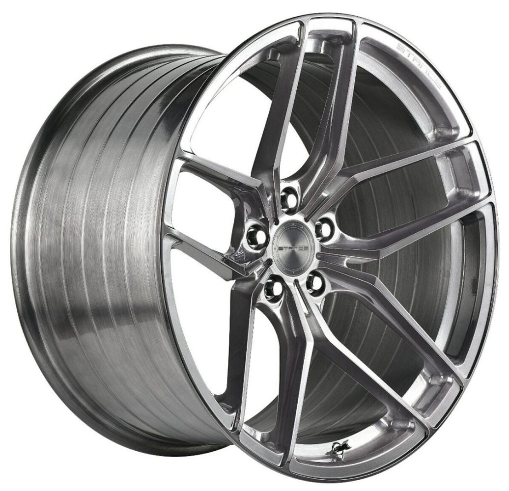 Staggered Set (2) 20x11 Stance SF03 Brushed Titanium (Rotary Flow)(2 ...