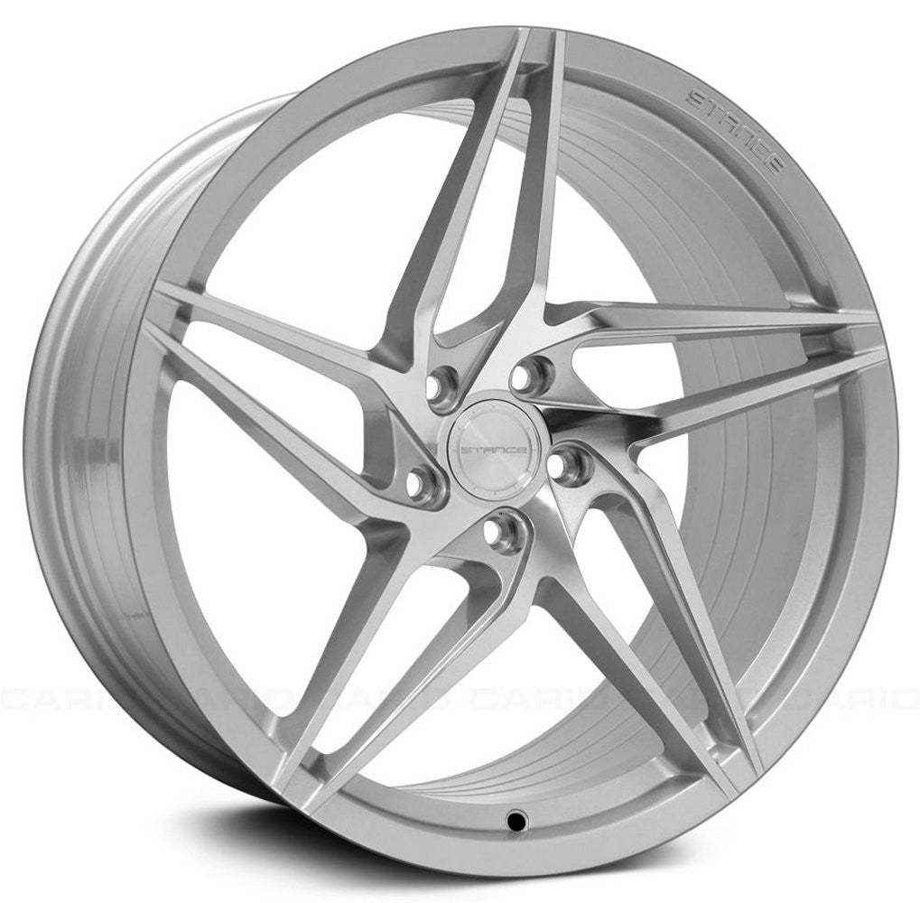 Staggered Set (2) 20x9 Stance SF04 Silver w/ Mirror Face (Rotary Forged ...